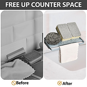 JOMOLA Sponge Holder for Kitchen Sink Sponge Tray 2-in-1 Plastic Scrubber Holder with Suction Cup for Kitchen Bathroom Laundry Black