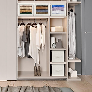 Bellzacasa Large Collapsible Storage Bins with Lids, 3 Pack Foldable Clear Window Storage Boxes with Handles, Linen Fabric Storage Cubes Baskets Organizer Containers, Beige, 15.8x11.8x11.8”