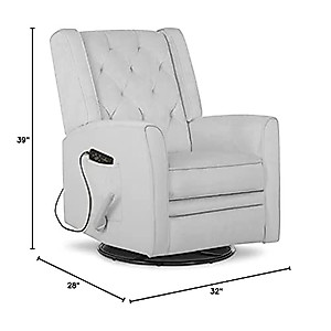 Evolur Linda Upholstered Plush Seating Swivel Glider, Rocker, Misty Grey