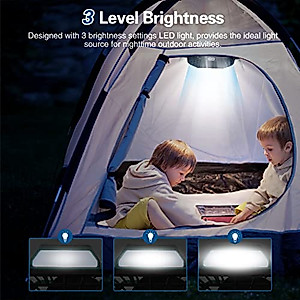 SISMEL Camping Fan Rechargeable, 10400mAh Battery Operated Fan, Ultra Quiet Fan, USB Battery Powered Tent Fan with LED Light and Hook, Stepless Speed, Ldeal for Camp Tents Emergency BBQ