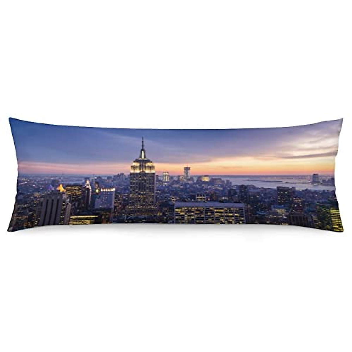 AIRMARK Body Pillow Cover,New York City Skyline with Skyscrapers at Sunset Printed Long Pillow Cases Protector with Zipper Decor Soft Large Covers Cushion for Beding,Couch,Sofa,Home Gift 20"x54"