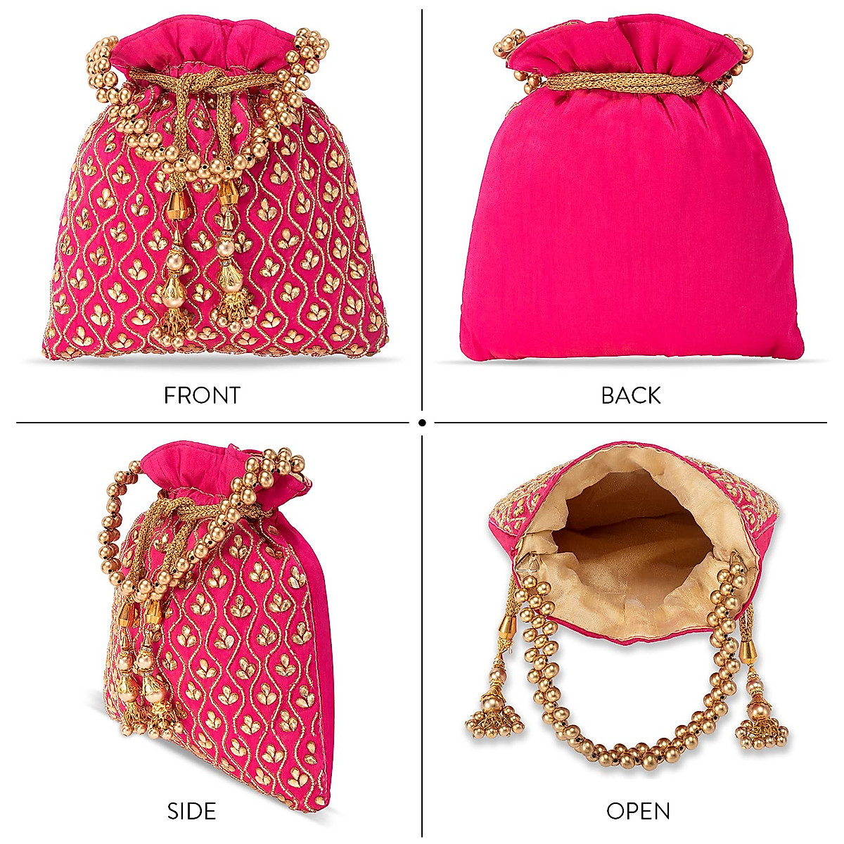 Aheli Indian Potli Bags for Women Evening Bag Clutch Ethnic Bride Purse with Drawstring (P27RP)