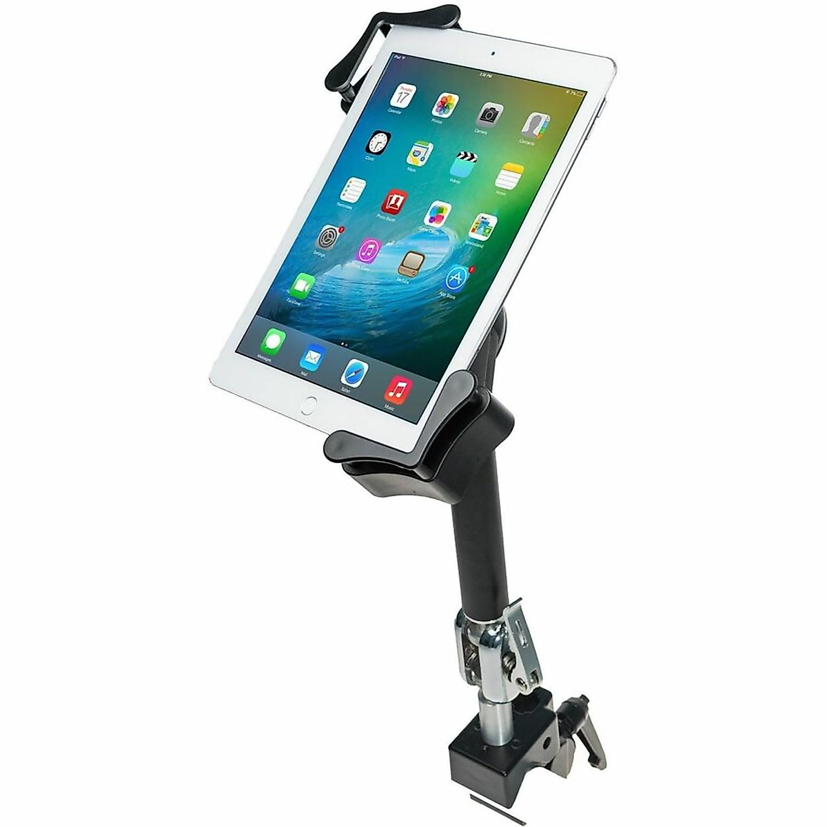 Tablet Pole Clamp – CTA Heavy-Duty Pole Clamp for iPad 10th Gen 10.9" - iPad 7th/8th/9th Gen 10.2” - iPad Air 4 - iPad Pro 12.9” - Galaxy Tab - Surface Pro 7 - Surface Go 3 & More - Black (PAD-HPC)