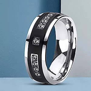 1Pc/2Pcs Exquisite Smooth Surface Wedding Bands Alloy Simple Cubic Zirconia Hers His Rings Charm Jewelry Finger Bands