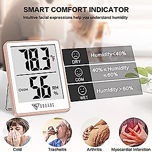 DOQAUS Digital Hygrometer Indoor Thermometer Humidity Gauge Room Thermometer with 5s Fast Refresh Accurate Temperature Humidity Monitor for Home, Bedroom, Baby Room, Office, Greenhouse, Cellar, Pink