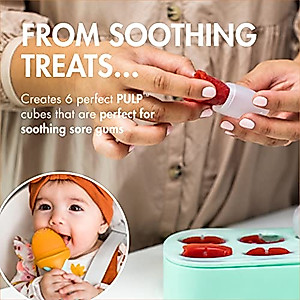 Boon PULP Silicone Feeder Freezer Tray — Includes Silicone Tray and Lid with 2 PULP Silicone Baby Food Feeders — Baby Food Storage
