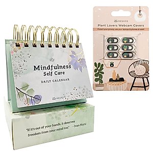 MESMOS Laptop Camera Cover Slide Cute Plants with Mindfulness Self Care Daily Calendar