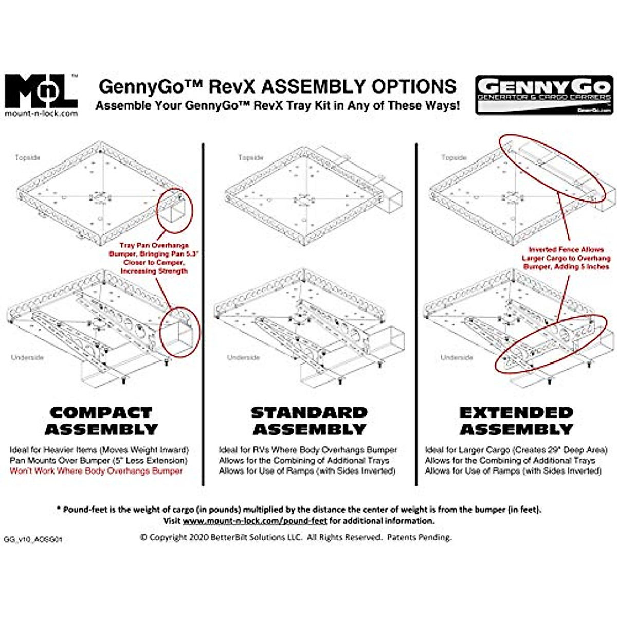 GennyGo RevX2 RV Bumper-Mounted Generator & Cargo Carrier Tray Kit (Hybrid)