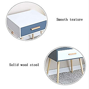 Side Table Bedside Table,Wood Nightstand Unit White 1/2-Drawer Modern Cabinet Chest of Drawers End Side Table with Solid Wood Legs Easy Assemble