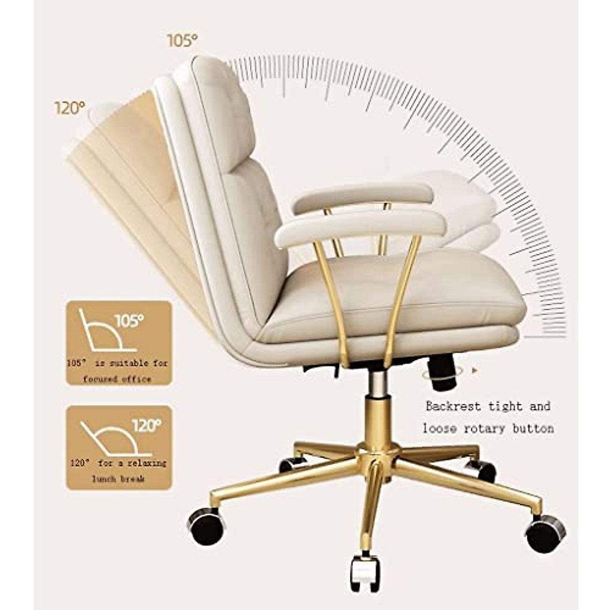 POCHY Family Office Chair Office Chair Height Adjustable Computer Chair Artificial Leather Comfortable and Soft Computer Chair Rotatable Executive Chairs Firm Seat Cushion (Color : Black)