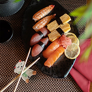 Hemoton 5pcs Chopsticks Rests，Cute Cat Chopsticks Rest Ceramic Chopsticks Holder Rack for Dinner Fork Spoon Knife Tableware