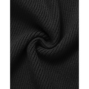 ZESICA Women's 2024 Ribbed Knit Dress Long Sleeve Mock Neck Slim Fit Side Slit Fall Elegant Sweater Dresses,Black,Medium