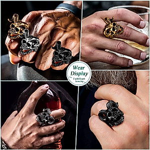 FaithHeart Rapper Biker Rings for Male Size 9 Stainless Steel Satan Church Jewelry Baphomet Goat Head Pinky Finger Charms