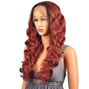 Sensationnel What lace 13x6 Wigs - darlene lacefrontal hand tied glueless synthetic with natural density preplucked hairline (1B OFFBLACK)