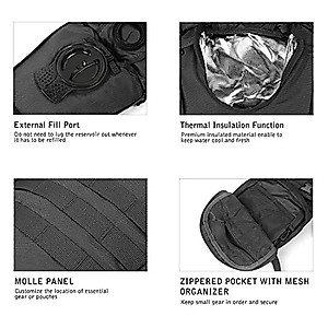 Unigear Tactical Hydration Packs Backpack 1050D with 2.5L Water Bladder, Thermal Insulation Pack Keeps Liquid Cool up to 4 Hours for Hiking, Cycling, Hunting and Climbing (Black)