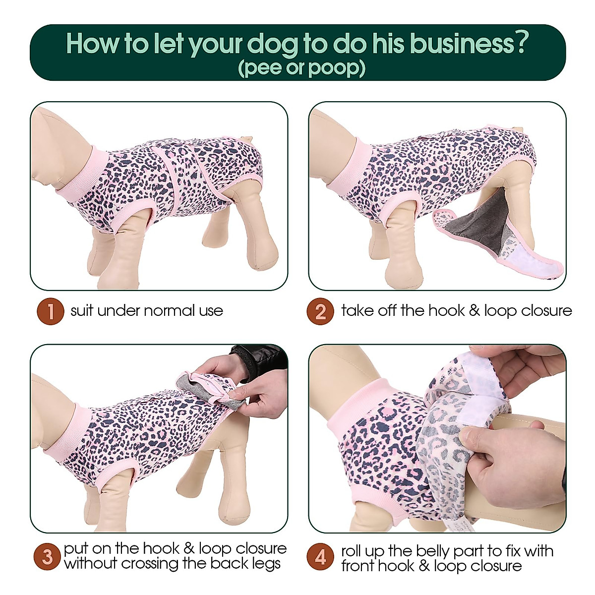 Kuoser Dog Surgery Recovery Suit, Recovery Suit for Female Male Dogs, Dog Onesie After Surgery Spay Neuter, Anti-Licking Pet Surgical Recovery Snugly Suit, Bodysuit for Abdominal Wounds Skin Disease