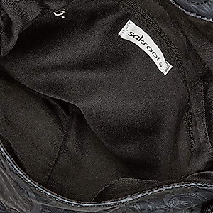 Sakroots womens Bag in Eco-twill, Multifunctional Purse With Adjustable Strap & Zipper Pockets, Sustainable Women s Eco Twill Foldover Crossbody, Black Spirit Desert, One Size US