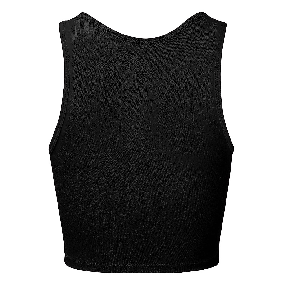Camisole Crop Tank Top Sexy High Crew Boat Neck Slim Classic Knit Fit Black M