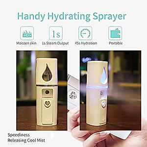 Nano Facial Steamer Mist Spray Eyelash Extensions Cleaning Pores Water SPA Moisturizing Hydrating Face Sprayer USB Rechargeable Mini Beauty Device - Summer Gives You Cool (White)
