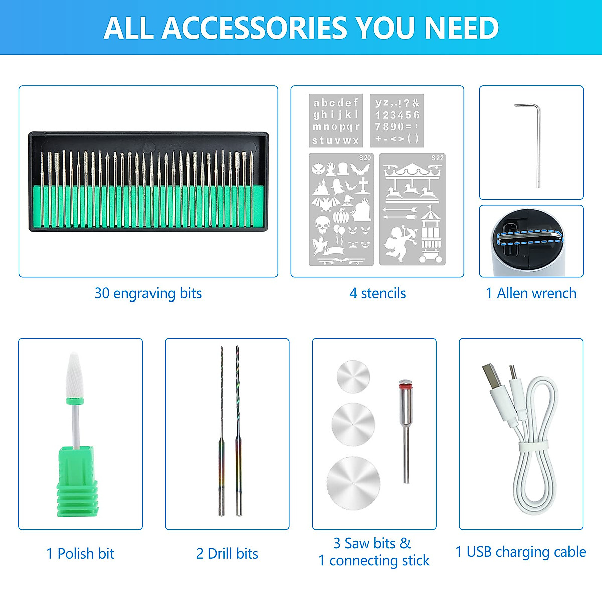 PTUI Electric Engraving Pen with 36 Bits, USB Rechargeable Cordless Engraving Machine, Portable DIY Rotary Engraver for Jewelry Wood Glass Stone Carving