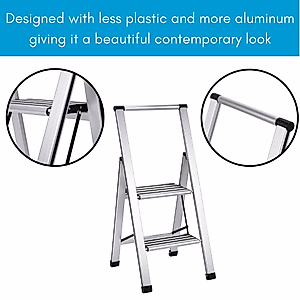 2 Step Ladder | 2 Anti-Slip Steps | Folding Step Stool | 250 lb. Capacity