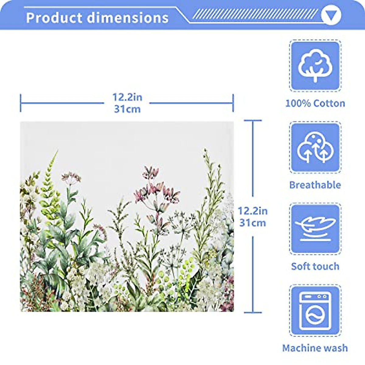 Kigai Bunny Rabbit Flower Wash Cloth Set of 6, 12 x 12 Inch Cotton Baby Washcloths Highly Absorbent and Soft Feel Fingertip Towels Face Towels for Bathroom, Gym, Spa