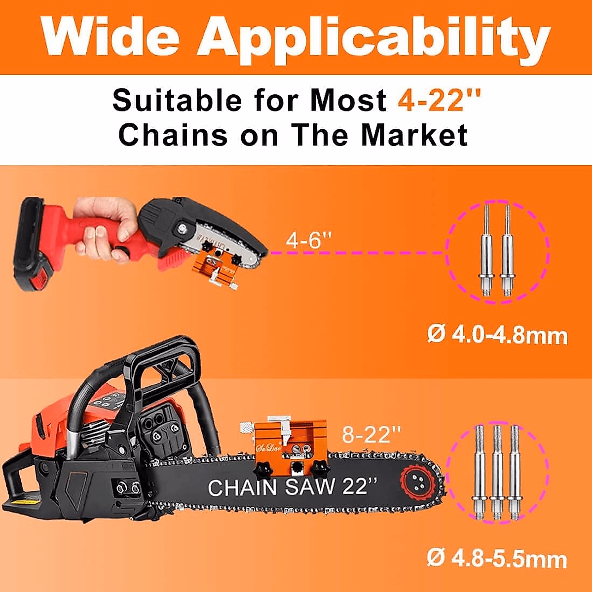 Chain Saw Sharpening Jig, Chain Saw Sharpener Tool with 5Pcs Tungsten Carbide Chainsaw Sharpener Bits, Portable Manual Chainsaw Chain Sharpening Jig Kit for 4"-22" Chain Saws, Keep Chain Saw Sharp