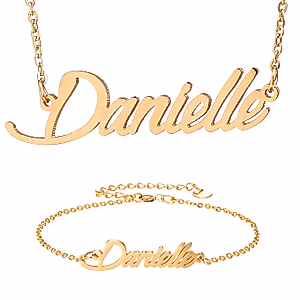 HUAN XUN Best Wedding Jewelry Gifts Danielle Name Necklace & Bracelet Sets