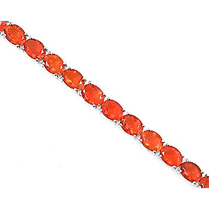 15.60 CT Natural Ethiopian Welo Fire Orange Cut Opal Gems October Birthstone 925 Sterling Silver Tennis Bracelet Gift For Her (rhodium-plated-gold, 8.5)