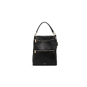 TUMI Voyageur Liv Backpack/Tote - Backpack or Tote Bag - Tote Bag & Backpack Combo - Black Leather & Gold Hardware