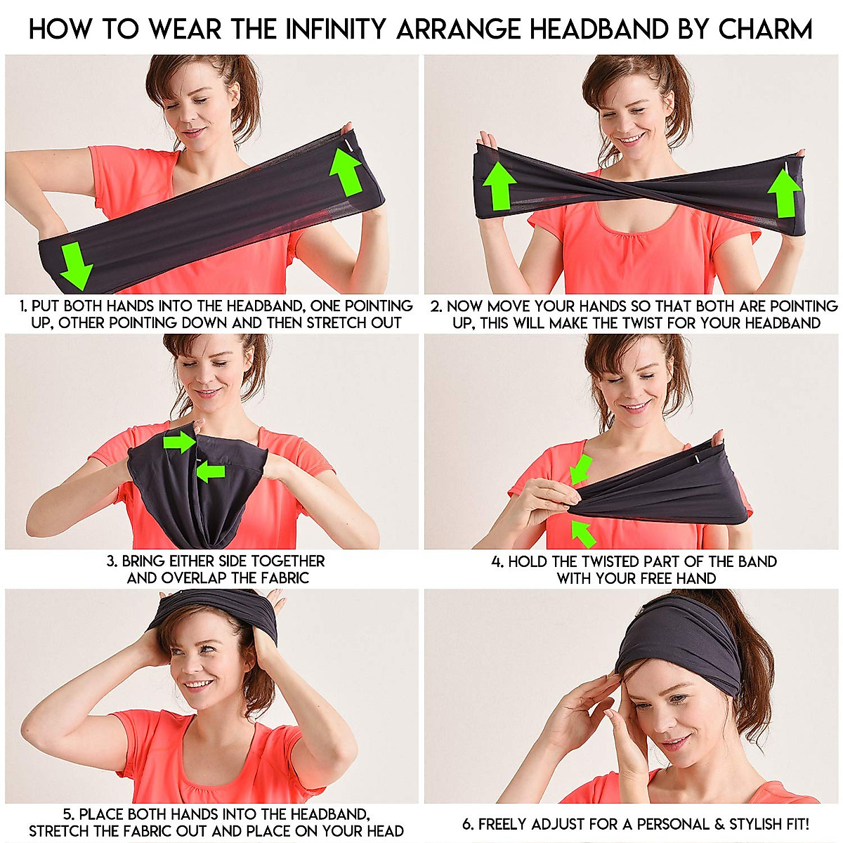 CHARM Mens Head Wraps Elastic Bandana - Japanese Headband Workout Women Hair Black