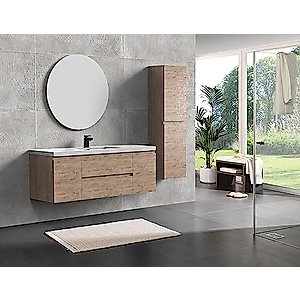 Villa White Bathroom Floating Vanity with Quartz Countertop and Sink (48" W)
