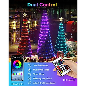 MIHAZ Fairy Lights 16.4ft, RGB Multicolor Changing APP Music Sync Christmas Outdoor String Lights with Remote, USB Control Waterproof DIY Multi-Mode Twinkle Rope Lights Kits for Garden Bedroom Party
