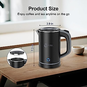 EVATEK Small Electric Kettle, Travel Mini Hot Water Boiler Heater, 304 Stainless Steel 0.8L Portable Electric Kettles for Boiling Water, 5 Mins Coffee Kettle Travel Teapot with Auto Shut-Off