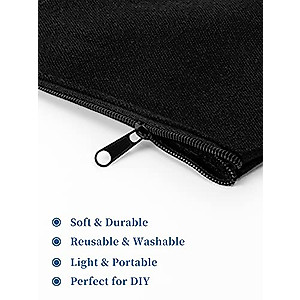 SMARTAKE 16-Pack Canvas DIY Craft Zipper Bags Blank Makeup Bags, Multipurpose Cosmetic Travel Toiletry Pouch for Office, Cash, Bill, Receipt Storage, 8.3’’ x 4.6’’ (Black)