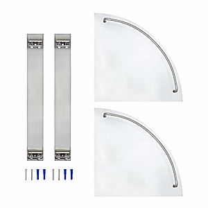 MODONA Double Corner Glass Shelf with Rail – Satin Nickel – 5 Year Warrantee