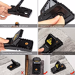 Mouse Traps Indoor, Mice Traps for House Indoor, Reusable Quick Effective Mouse Traps Indoor Small Mouse Traps Mice Snap Trap - 4 Packs,FONBAY