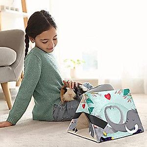 Y-DSIWX Guinea Pig Hideout House Bed, Elephant Couple Background Rabbit Cave, Squirrel Chinchilla Hamster Hedgehog Nest Cage