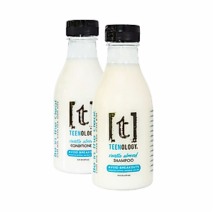 TEENOLOGY Shampoo and Conditioner Bundle (Save 5%) - Helps with Acne and Breakouts - Sulfate and Paraben Free, Noncomedogenic, Natural Botanical Extracts, Vanilla Almond - 16 oz.