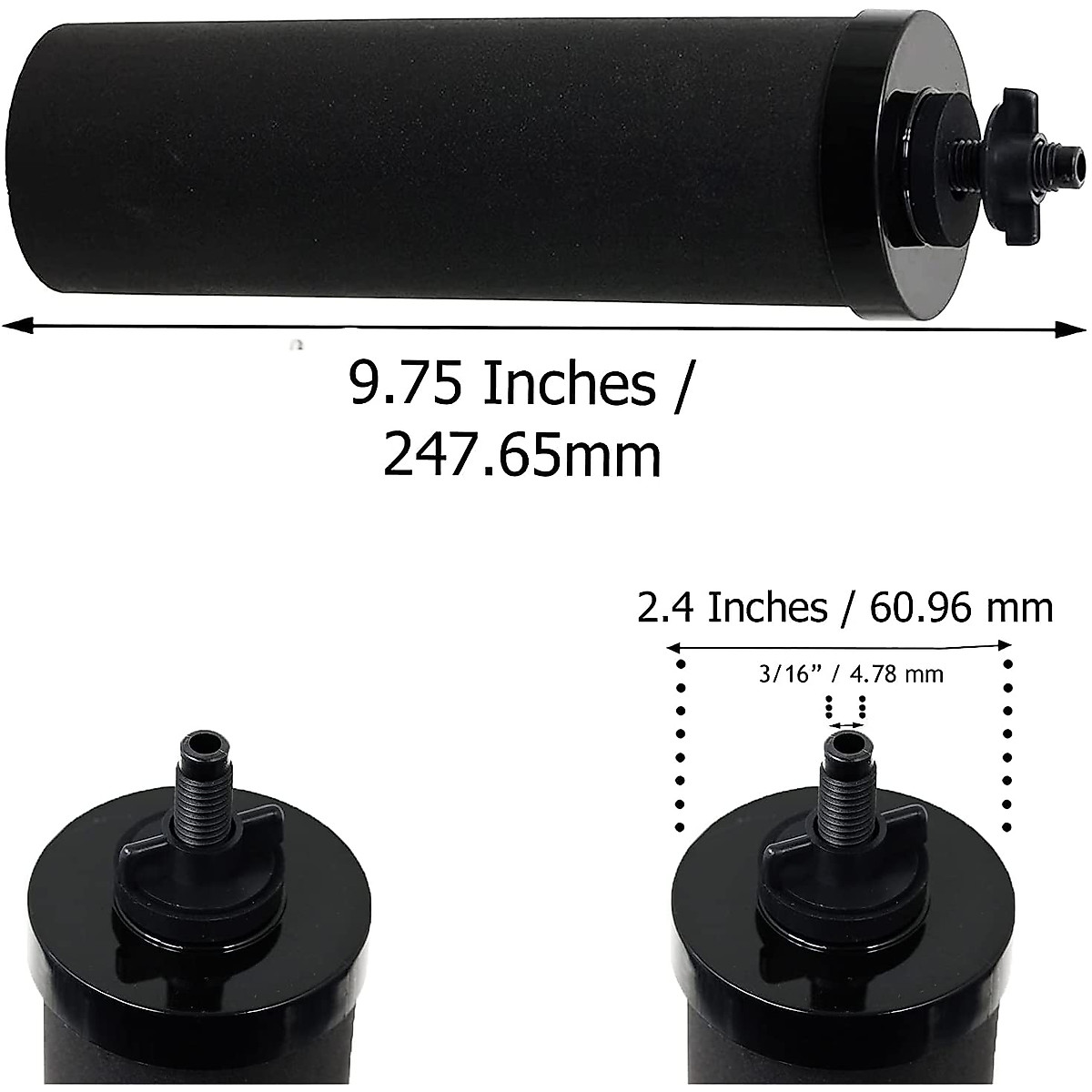 Virego 2-9BB Water Filters, Black 2-9BB Purification Elements Certified by NSF/ANSI 42, for Berkey 2-9BB Black Filters Replacement Compatible with Berkey Gravity Filtration System (Pack of 2)