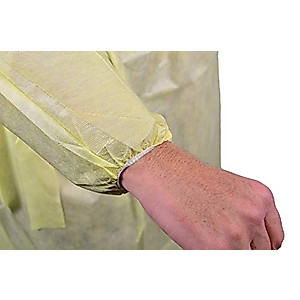 Disposable Protective Isolation Gown with Elastic Cuff,Latex Free,Non-Woven, Fluid Resistant,ONE Size FITS All,(Pack of 10) Yellow