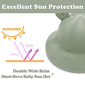 Baby Hats 0-6 Months Baby Boy Sun Hat Bear Ears Infant Sun Hat Beach Infant Hats for Girls Cute Infant Bucket Hat Green