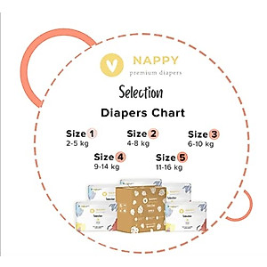 Nappy Selection Premium Diapers Size 1 (2-5 KG) Newborn 22 Diapers/Organic-Natural Cotton Enhanced Back Sheet/European Made