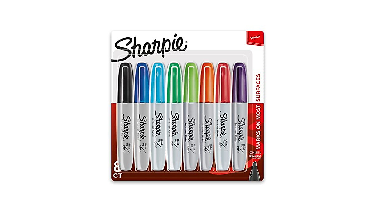 Sharpie Permanent Markers - 8 Color Set with Chisel Tip for All Surfaces