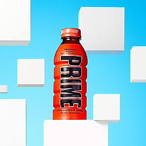 PRIME Hydration TROPICAL PUNCH | Sports Drinks | Electrolyte Enhanced for Ultimate Hydration | 250mg BCAAs | B Vitamins | Antioxidants | 2g Of Sugar | 16.9 Fluid Ounce | 12 Pack