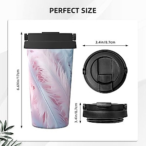 WANGXUEE Feather Print 500ml Stainless Steel Travel Tumbler Double Wall Vacuum Insulated Coffee Mug
