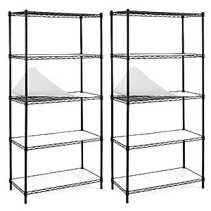 EZPEAKS 2-Pack 5-Shelf Shelving Unit with 5-Shelf Liners, Adjustable, Steel Wire Shelves, 150lbs Loading Capacity Per Shelf, Shelving Units and Storage for Kitchen and Garage (30W x 14D x 60H)
