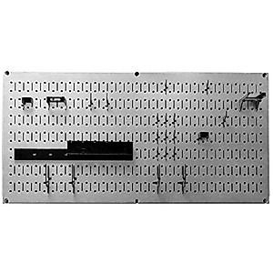 Wall Control Modular Pegboard Tool Organizer System - Wall-Mounted Metal Peg Board Tool Storage Unit for Pegboard Tiling (Metallic Pegboard)