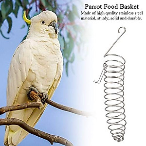 Stainless Steel Pet Bird Feeding Perch, Parrot Feeding Tools Vegetable Fruit Feeding Basket Holder Cage Accessory