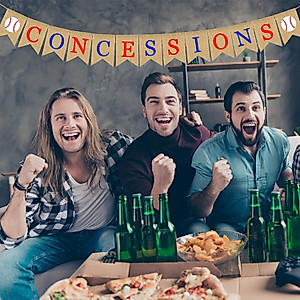 Doumeny Concessions Burlap Banner Baseball Bunting Garland Rustic Baseball Sports Garland Banner Sports Theme Party Banner Concessions Party Sign Banner for Birthday Baby Shower Sport Club Party Decor